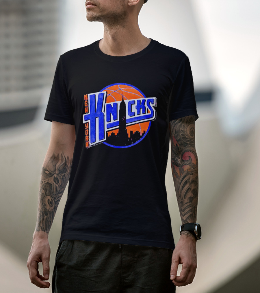 New York Knicks NBA Old School Basketball Skyline 2026 T-Shirt