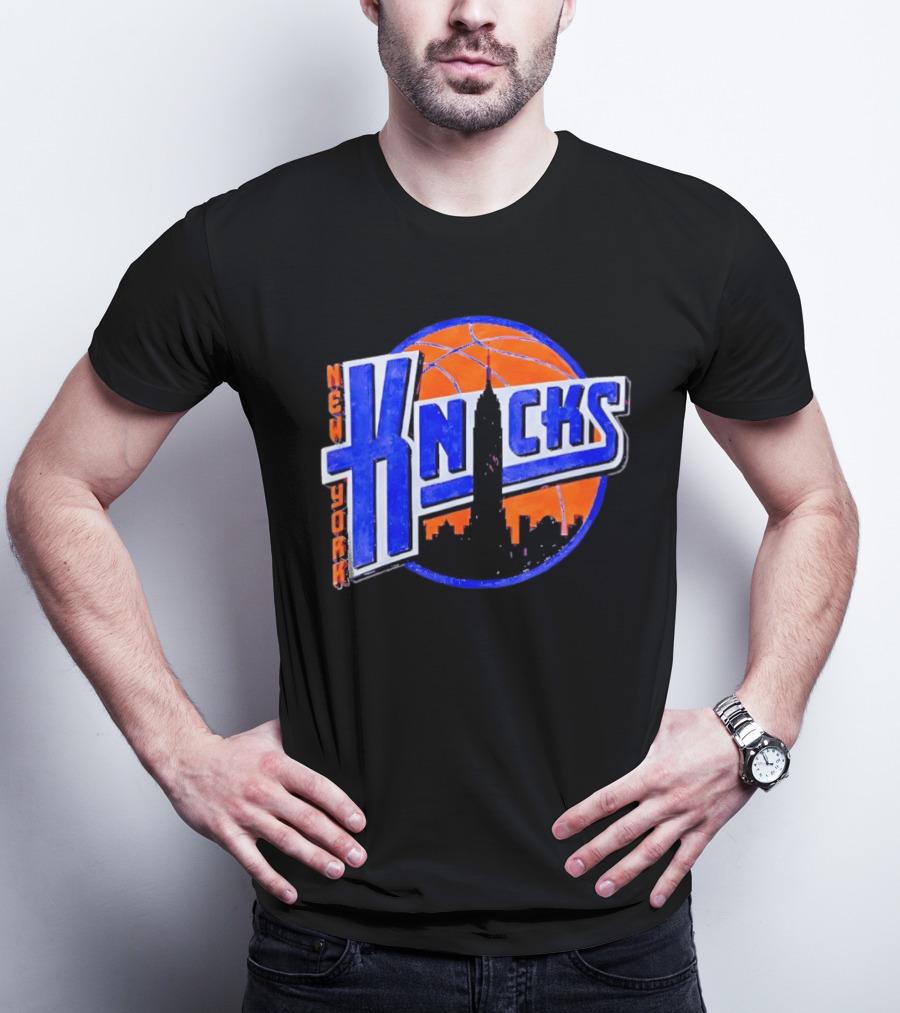 New York Knicks NBA Old School Basketball Skyline 2026 T-Shirt