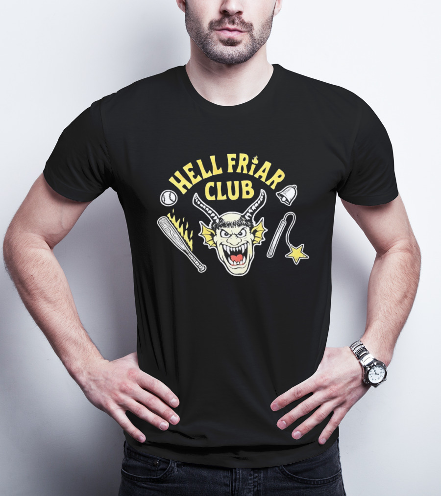 Hell Friar Club Baseball Bat Devil Bell Star T-Shirt
