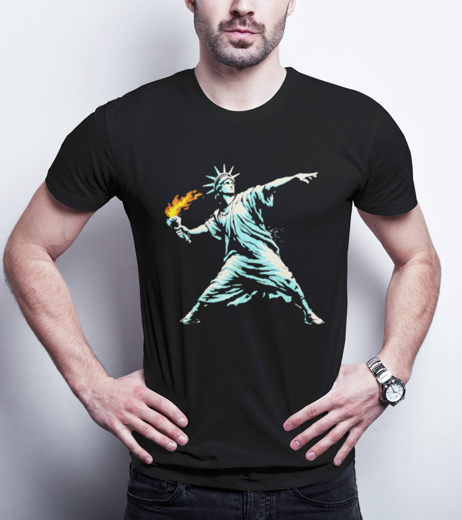Statue Of Liberty Molotov Flower Thrower Street T-Shirt