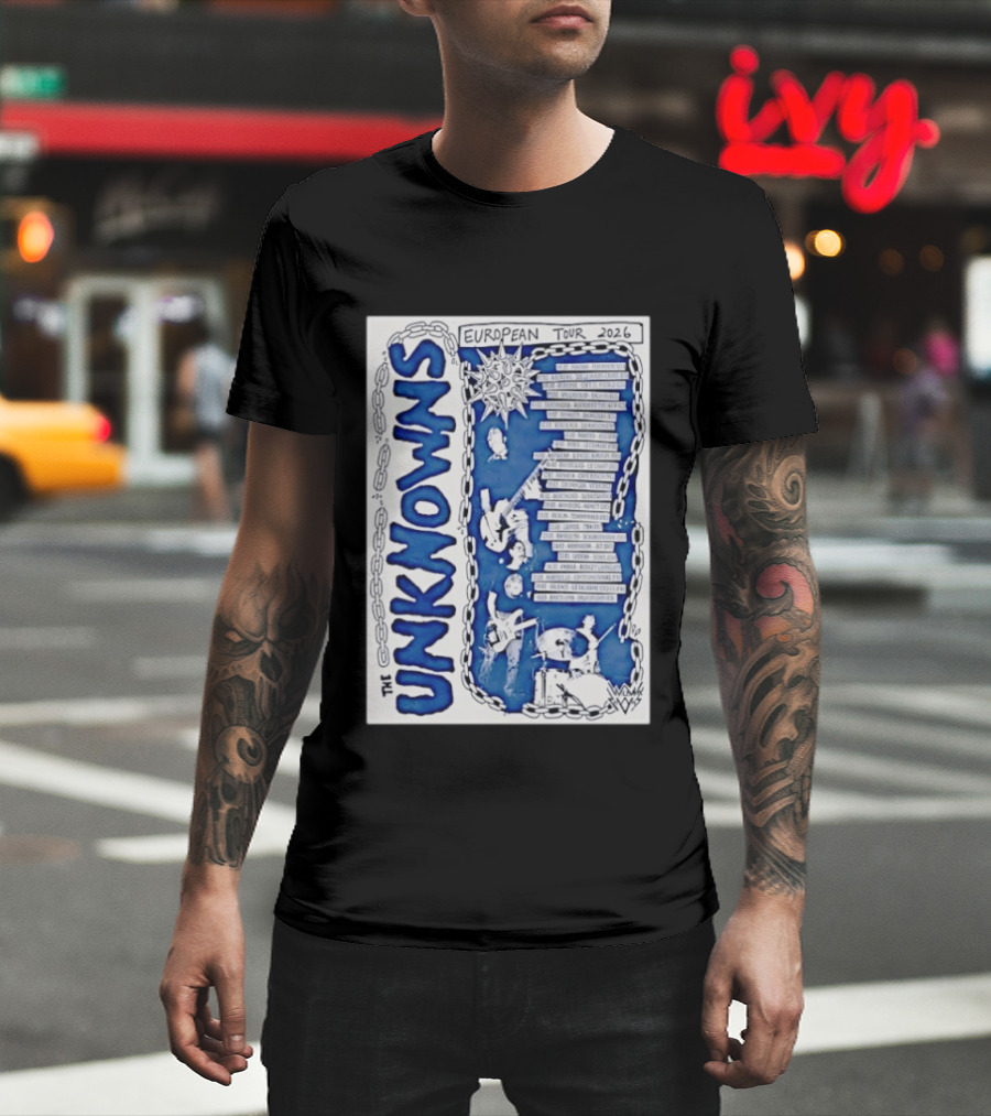 The Unknowns European Tour 2026 Concert Cities And Dates Music Tour T-Shirt