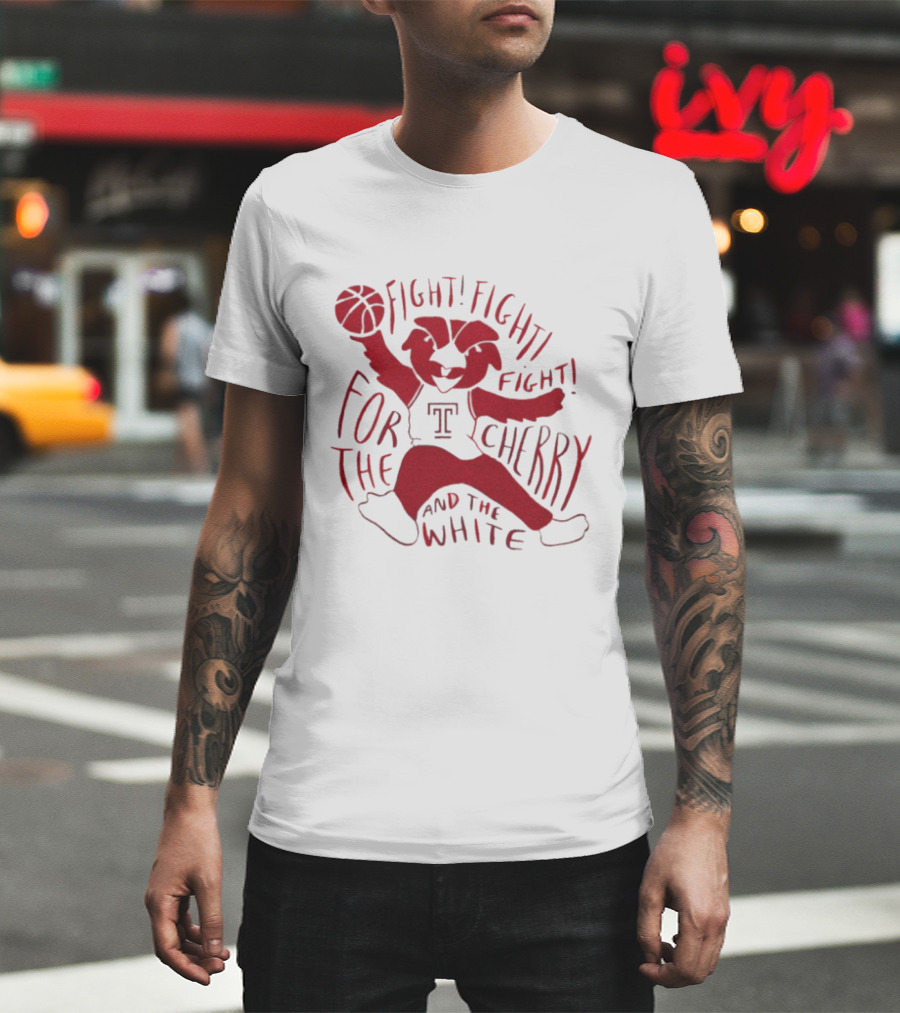 Temple Owls Mascot Fight For The Cherry And The White T-Shirt
