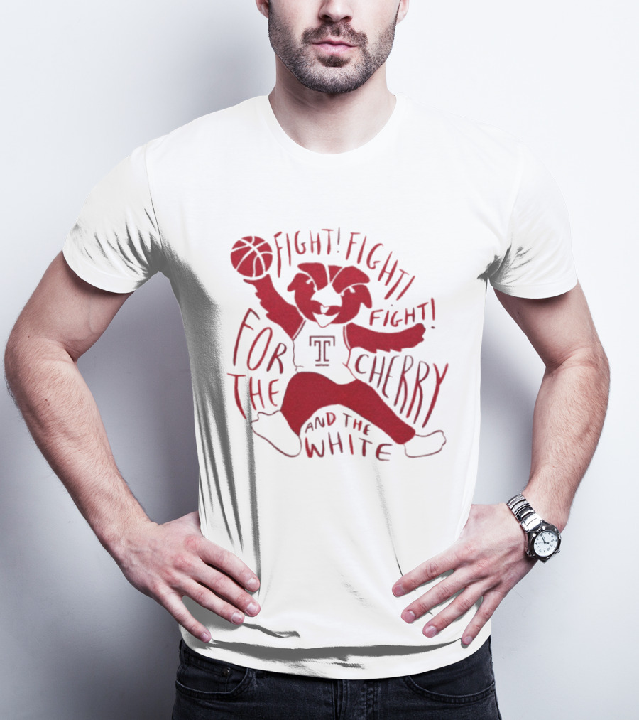Temple Owls Mascot Fight For The Cherry And The White T-Shirt