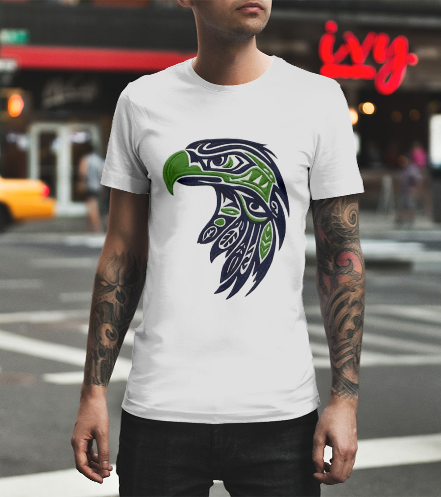 Seattle Seahawks Native American Tribal Art Eagle Head T-Shirt