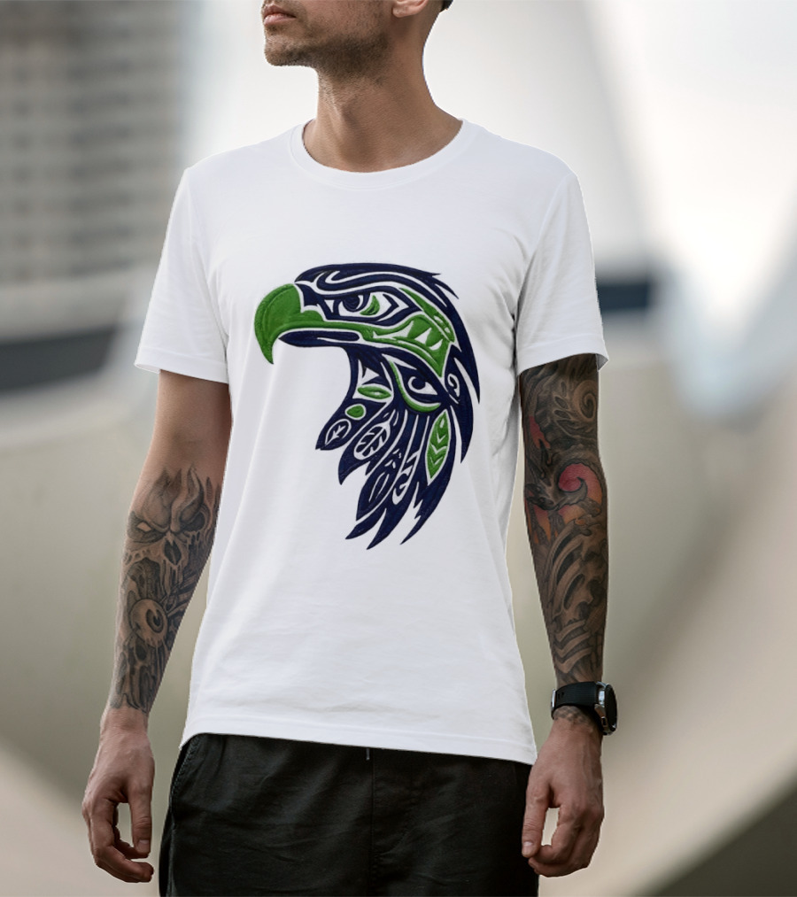 Seattle Seahawks Native American Tribal Art Eagle Head T-Shirt