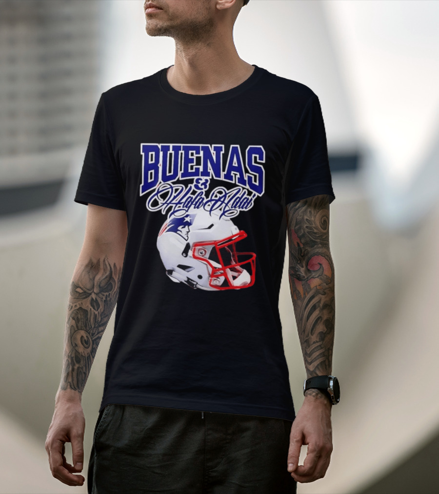 Buenas Hafa Adai New England Patriots Football Helmet T-Shirt
