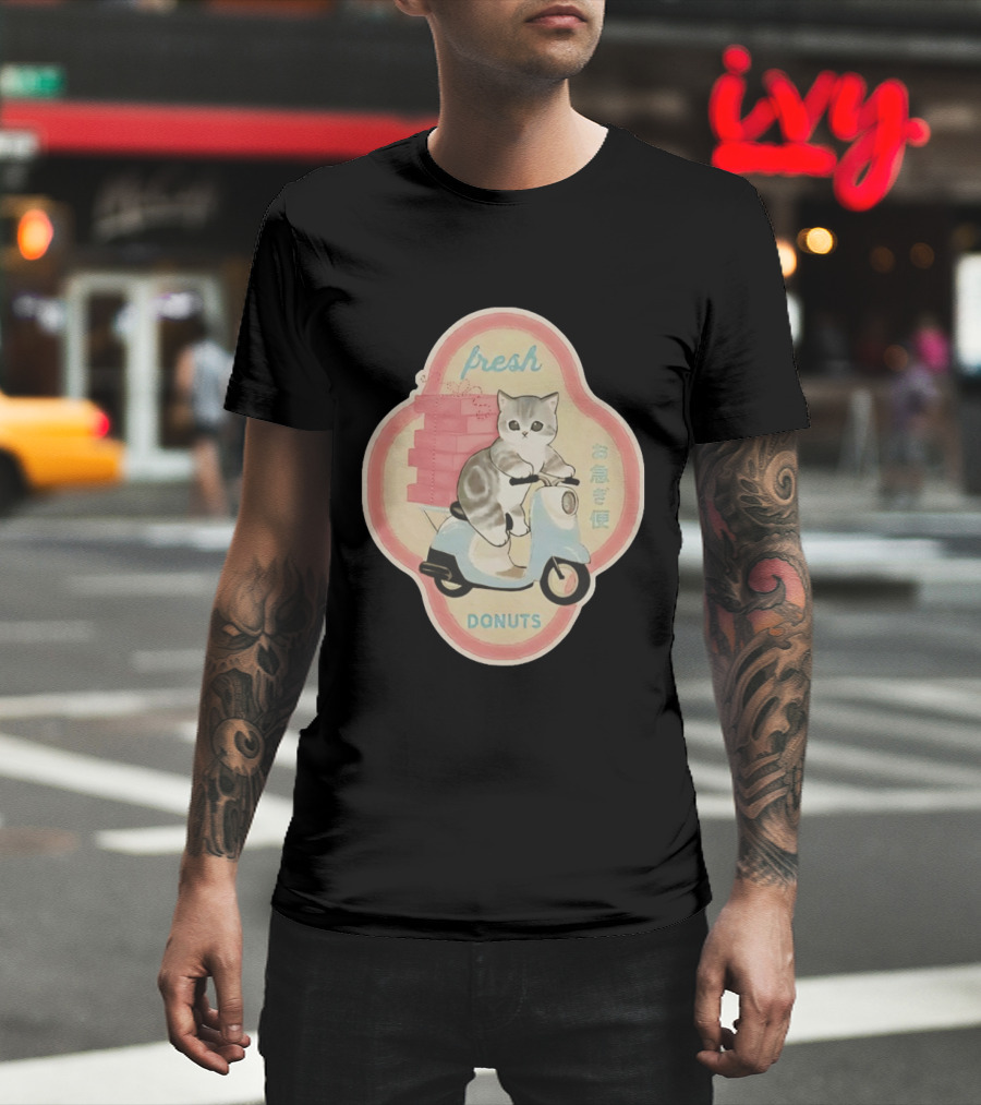Fresh Cat Mofusand Donuts Delivery Scooter Japan T-Shirt