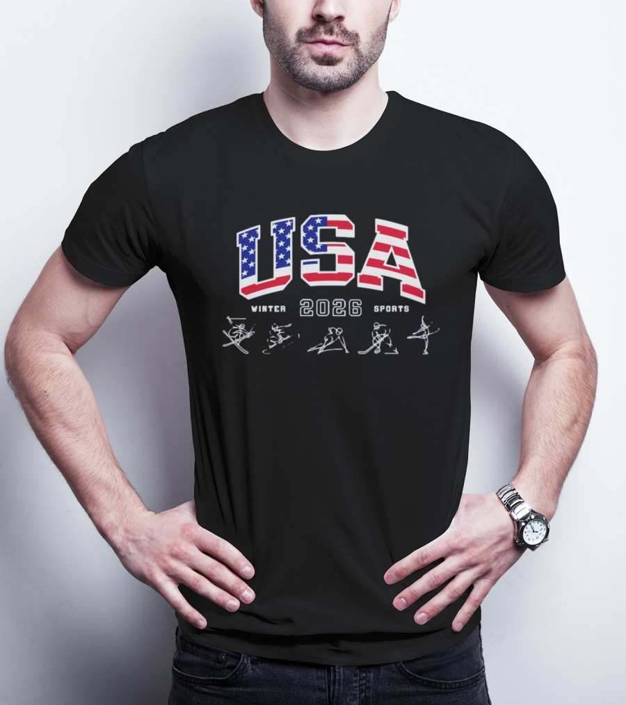 USA Winter Sports 2026 Winter Skating Skiing T-Shirt