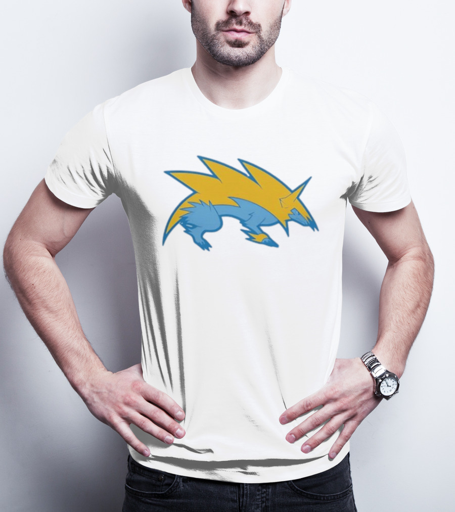 Blue Yellow Electric Wolf Lightning Creature T-Shirt
