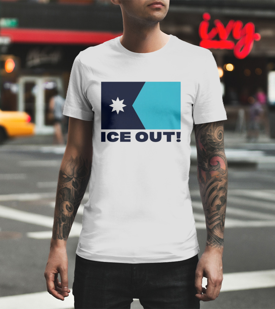 Ice Out Minnesota Star Flag T-Shirt
