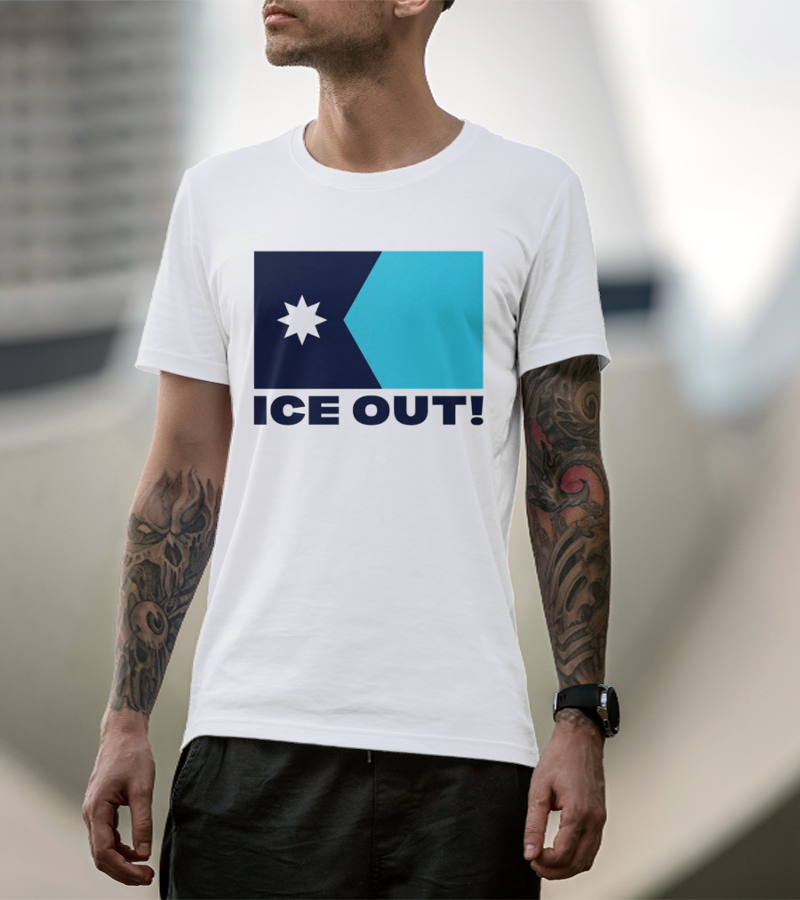 Ice Out Minnesota Star Flag T-Shirt