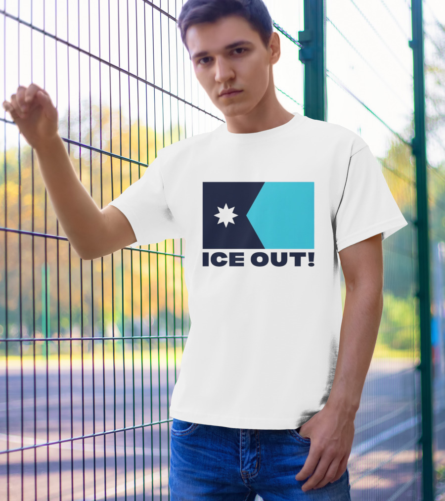 Ice Out Minnesota Star Flag T-Shirt