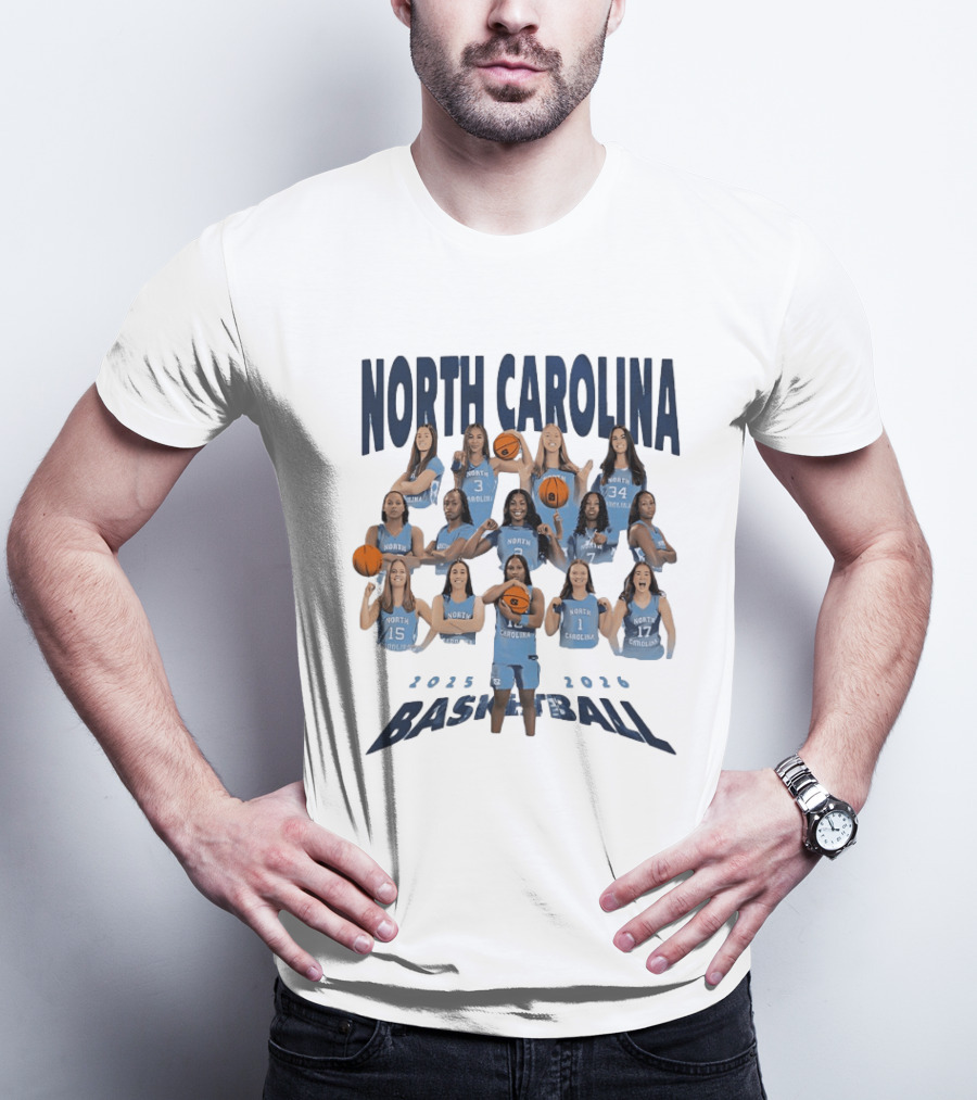 North Carolina Tar Heels Basketball 2025 2026 Team Players T-Shirt