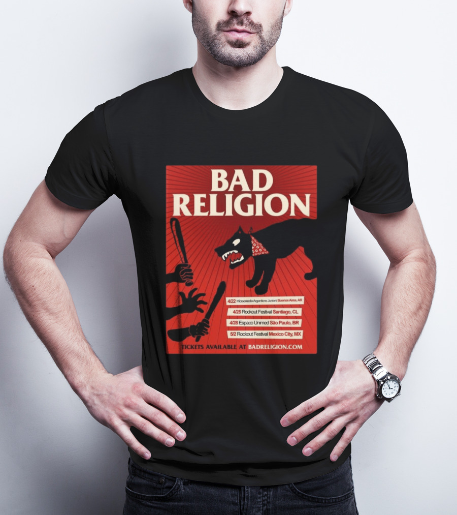 Bad Religion Tour 2026 Latin America Dates Buenos Aires Santiago São Paulo Mexico City T-Shirt