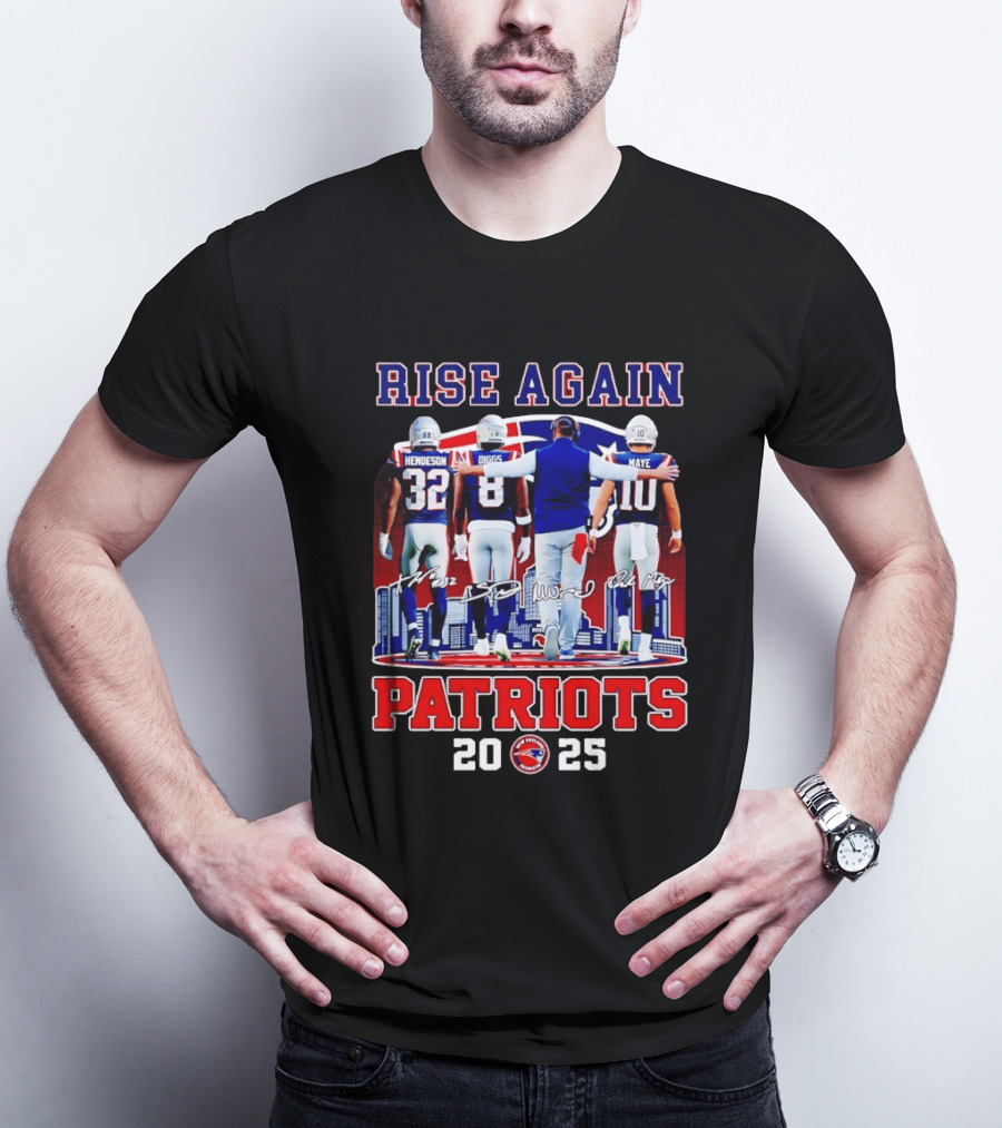 Rise Again Patriots 2025 Henderson Diggs Maye Signatures T-Shirt