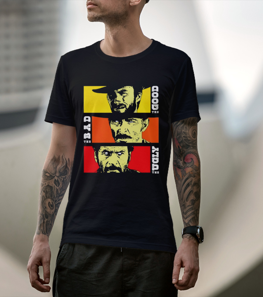 The Good The Bad The Ugly Cat Vertical Pop T-Shirt