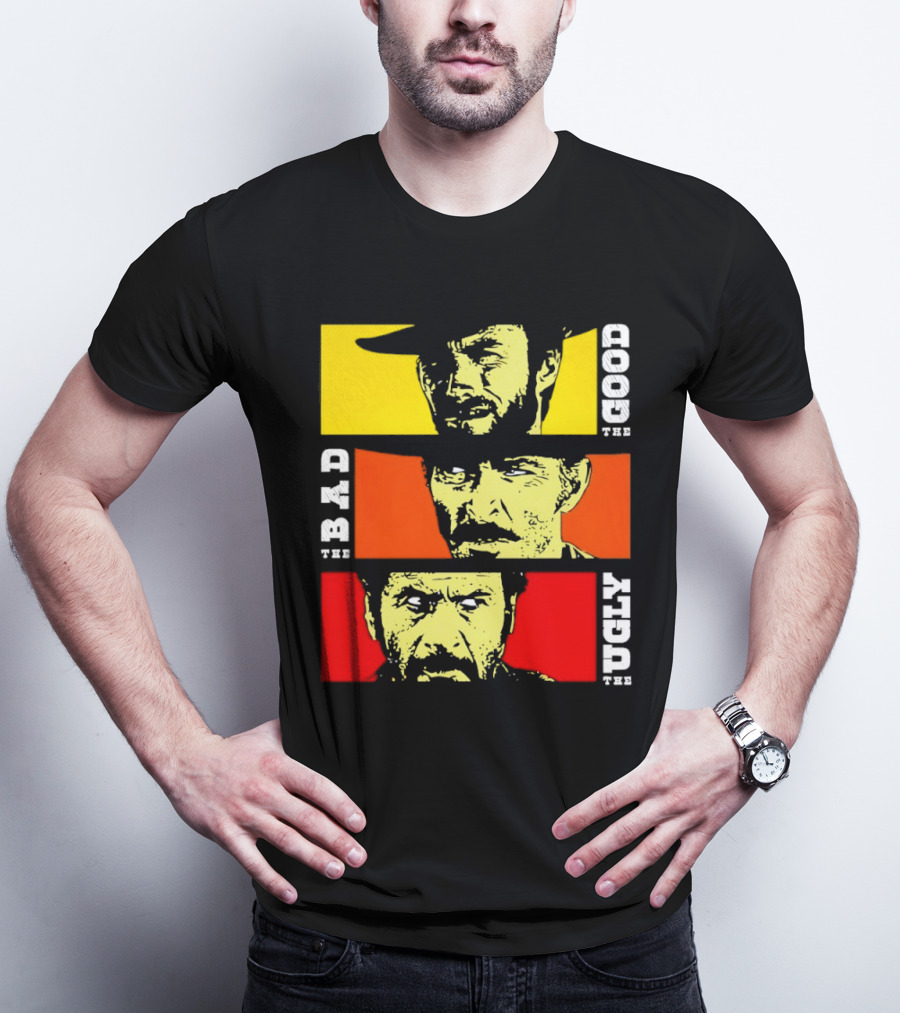 The Good The Bad The Ugly Cat Vertical Pop T-Shirt