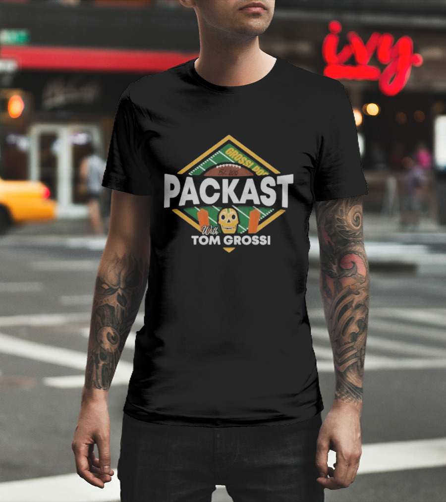 Packast With Tom Grossi Est 2015 Football Field Skull T-Shirt