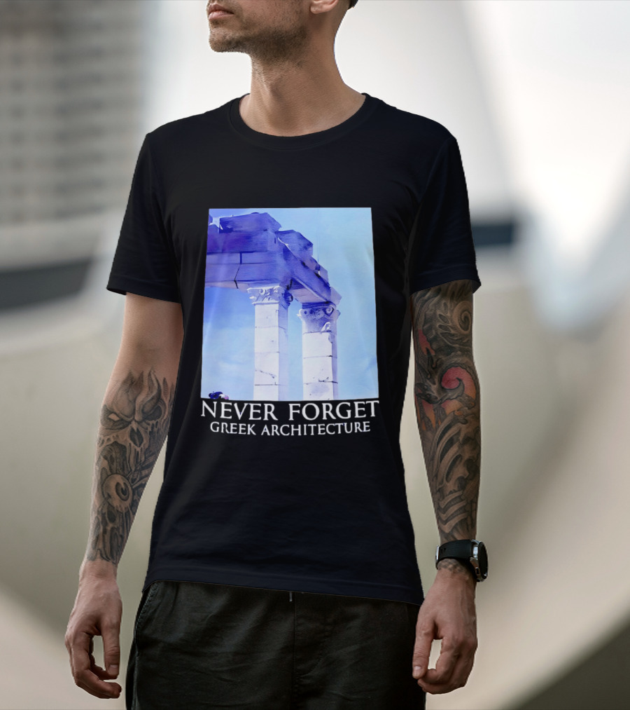 Never Forget Greek Architecture Two Columns T-Shirt