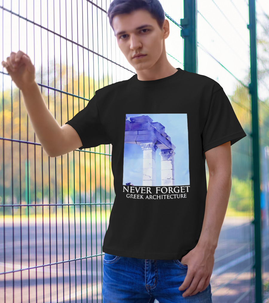 Never Forget Greek Architecture Two Columns T-Shirt