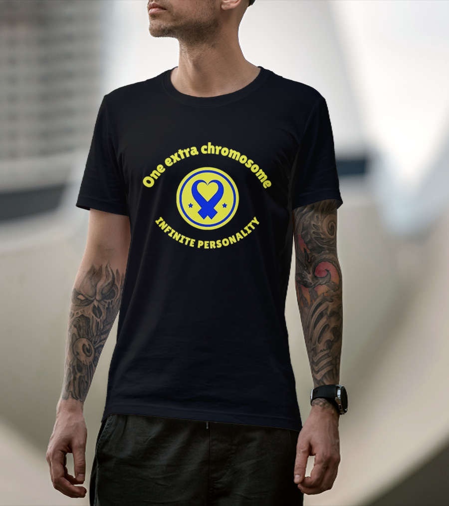 One Extra Chromosome Infinite Personality Heart Ribbon T-Shirt