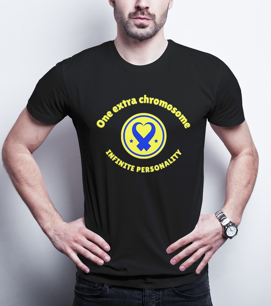 One Extra Chromosome Infinite Personality Heart Ribbon T-Shirt