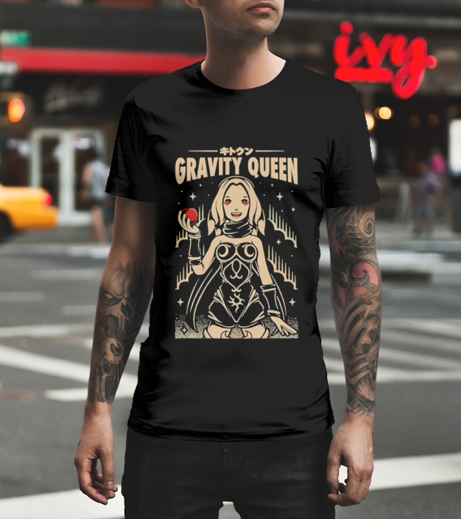 Gravity Queen Kat With Red Apple And Stars T-Shirt