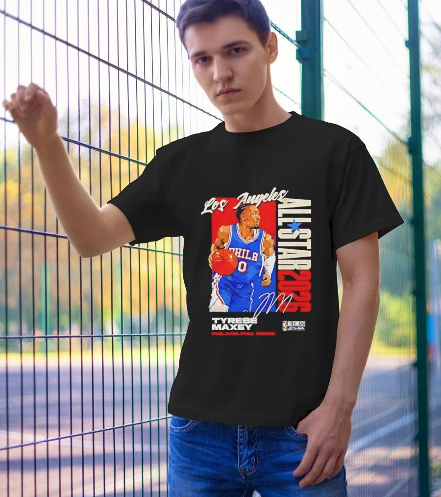 Los Angeles All Star 2026 Tyrese Maxey Philadelphia 76ers NBA Player T-Shirt