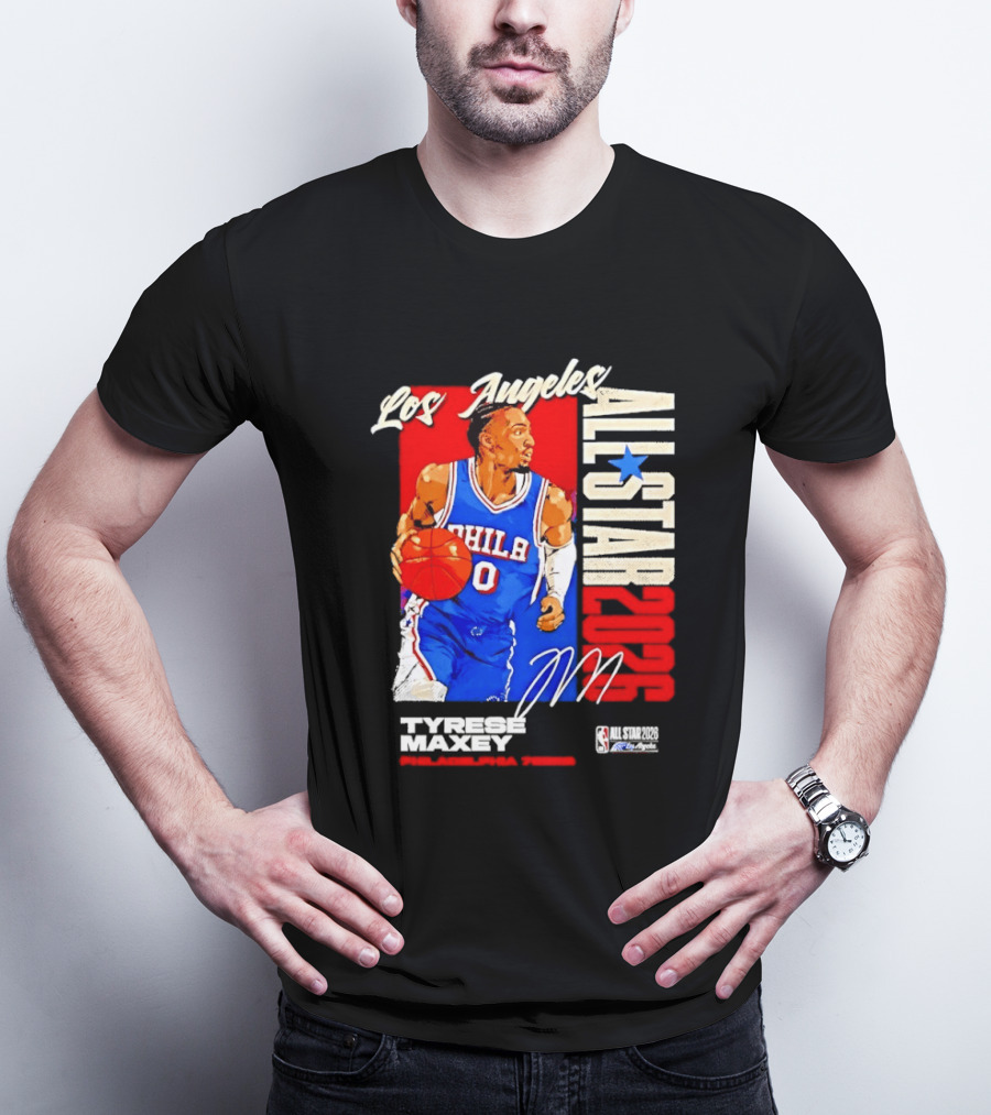 Los Angeles All Star 2026 Tyrese Maxey Philadelphia 76ers NBA Player T-Shirt