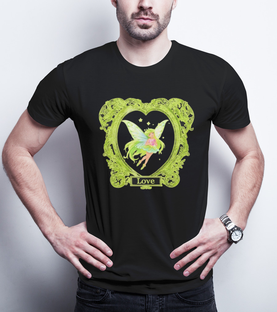 Love Angel Fairy In Ornate Heart Frame T-Shirt