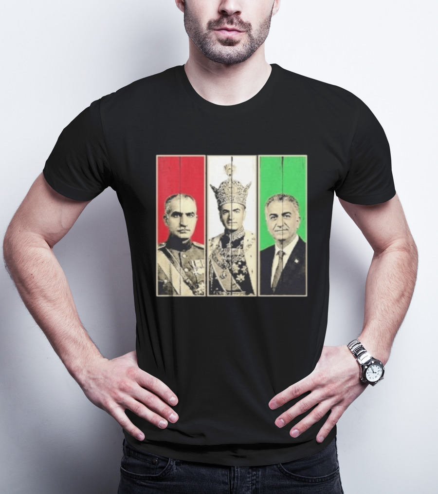 Pahlavi Dynasty Generations Reza Shah Mohammad Reza Iran Flag T-Shirt