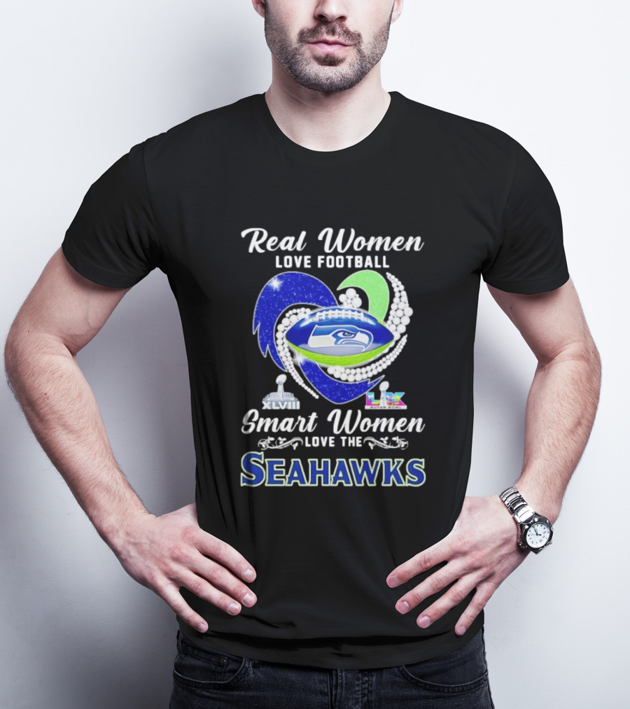 Real Women Love Football Smart Women Love The Seattle Seahawks Super Bowl XLVIII Champions T-Shirt