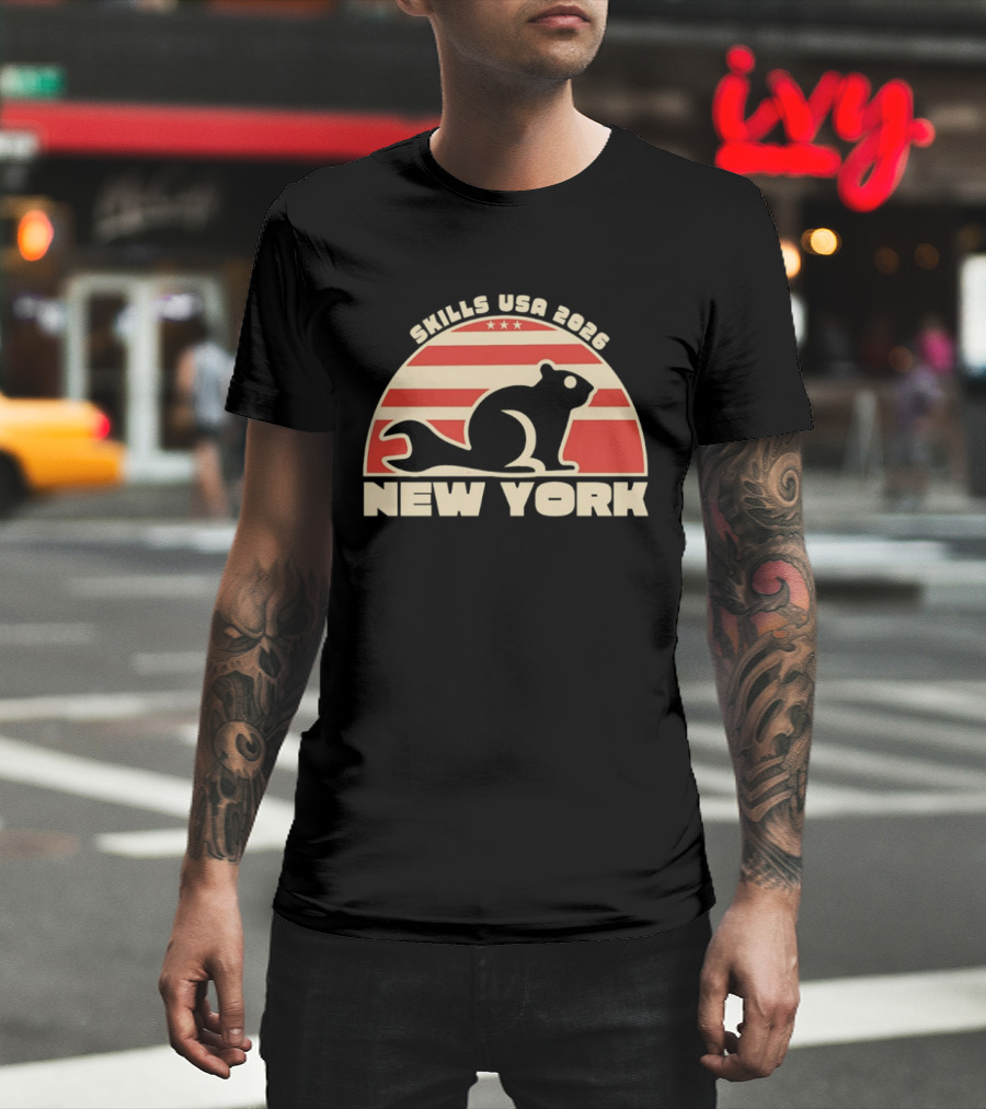 Skills USA 2026 New York Patriotic Beaver Flag T-Shirt