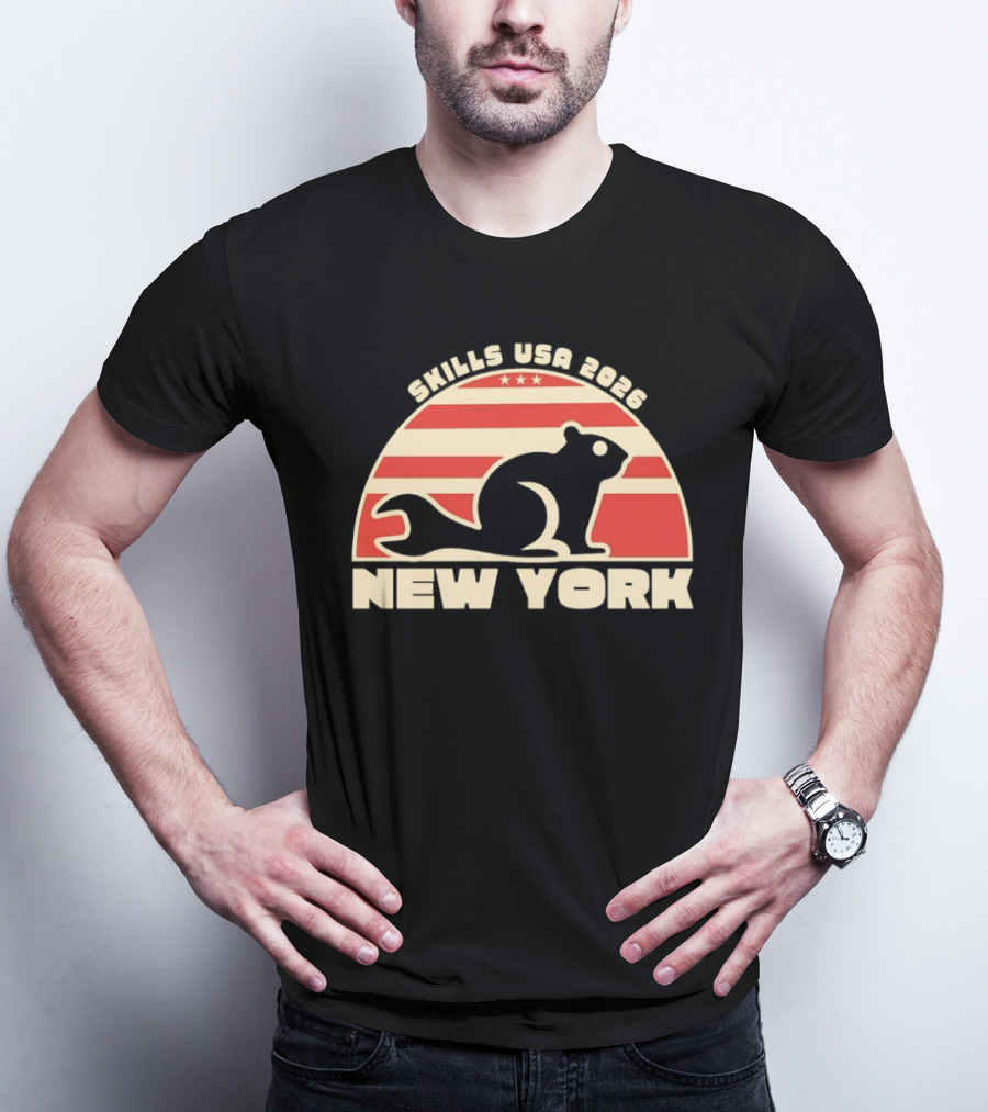 Skills USA 2026 New York Patriotic Beaver Flag T-Shirt
