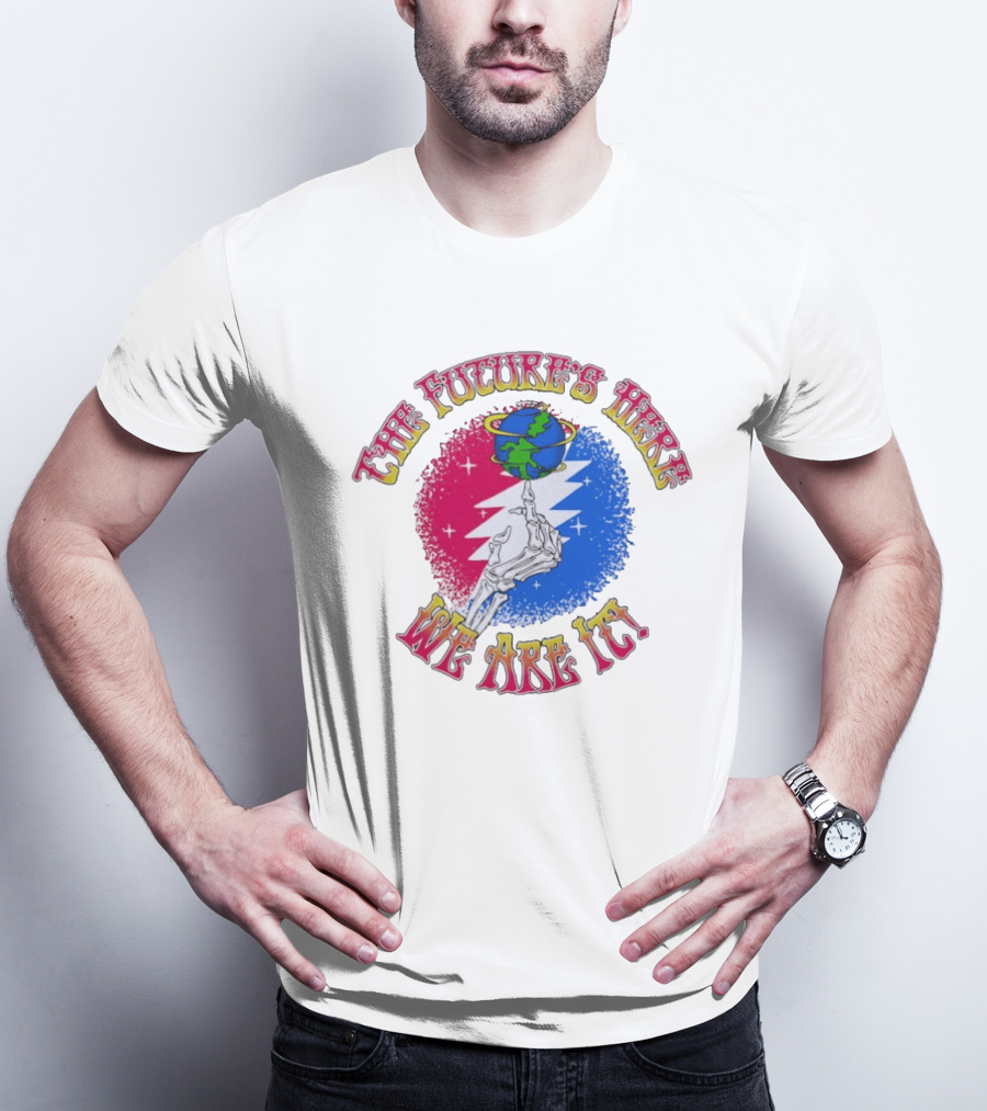 Grateful Dead Skeleton Future's Here We Are It Earth Lightning Bolt T-Shirt