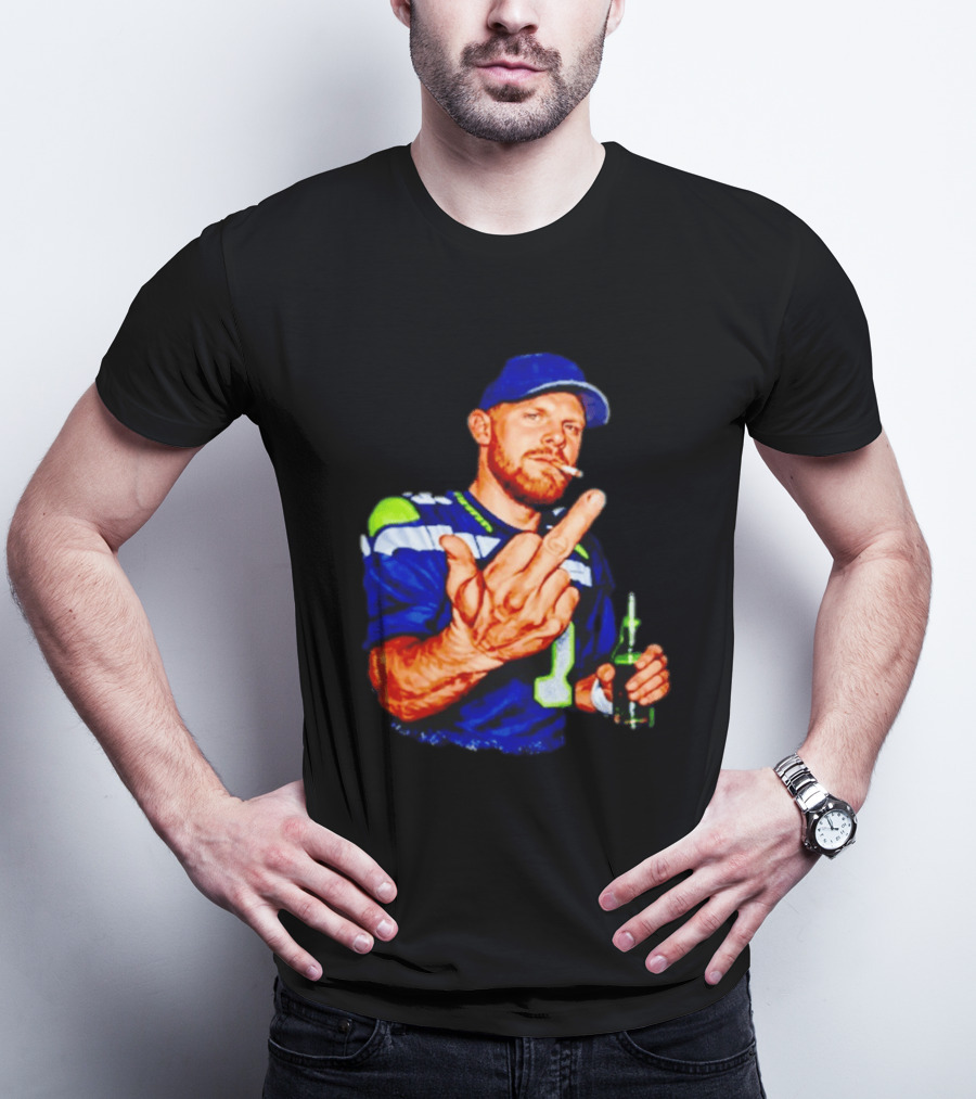 Ernest Jones Seahawks Sam Darnold Middle Finger Beer Cigarette T-Shirt