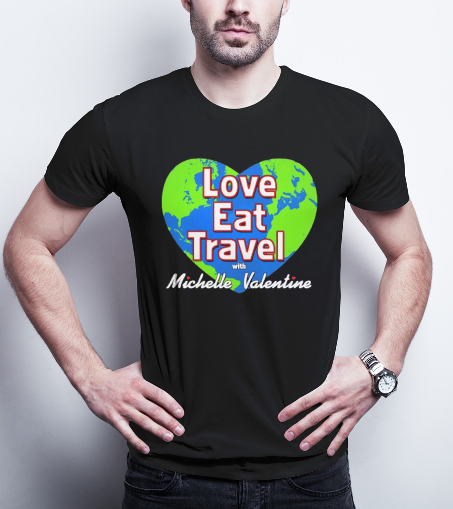 Love Eat Travel With Michelle Valentine Heart Map T-Shirt
