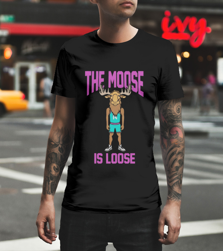The Moose Is Loose Charlotte Hornets Basketball Player Cartoon T-Shirt