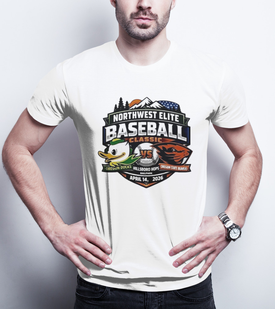 Northwest Elite Baseball Classic Oregon Ducks Vs Oregon State Beavers Hillsboro Hops Ballpark April 14 2026 T-Shirt