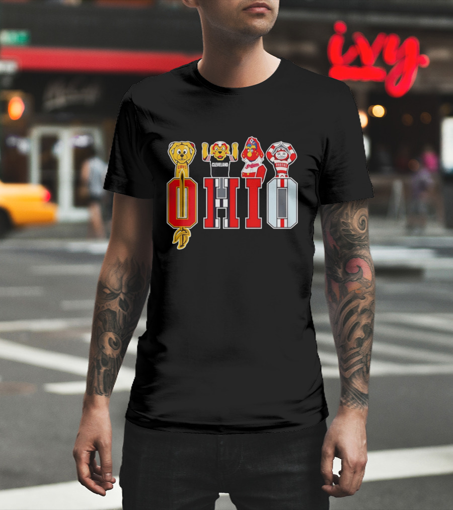 Ohio Sports Teams Cavaliers Browns Buckeyes Cardinals Logos T-Shirt