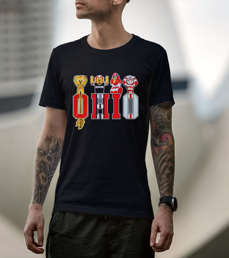 Ohio Sports Teams Cavaliers Browns Buckeyes Cardinals Logos T-Shirt