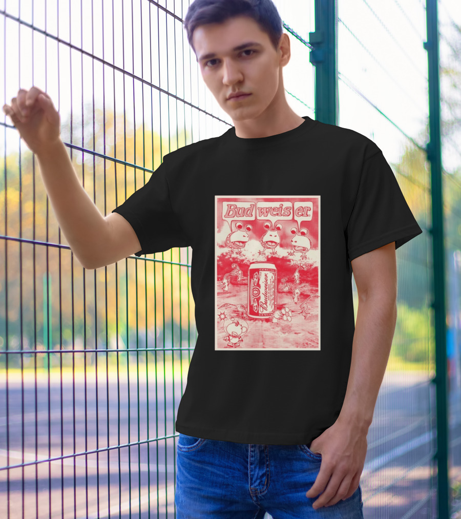 Budweiser Bud Weis Er Anheuser Busch Beer Can Frog Characters T-Shirt