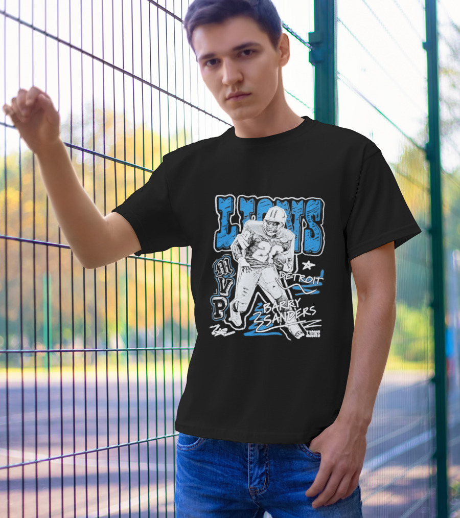 Detroit Lions MVP Barry Sanders Mitchell & Ness Chalked Up T-Shirt