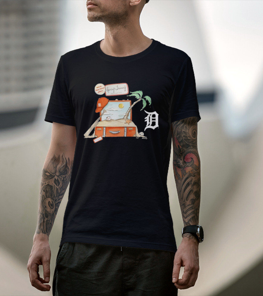 Detroit Tigers Tiny Turnip 2026 Spring Training Palm Tree Baseball Vintage Suitcase T-Shirt
