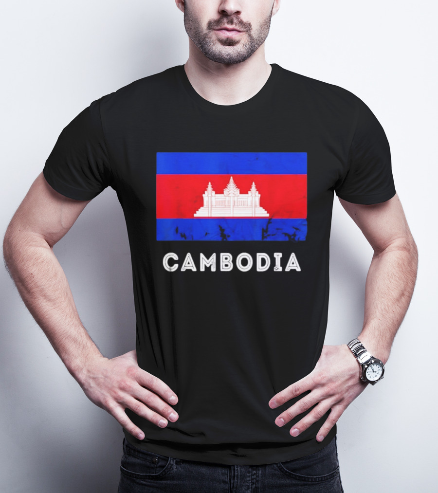 Cambodia Flag With Angkor Wat T-Shirt