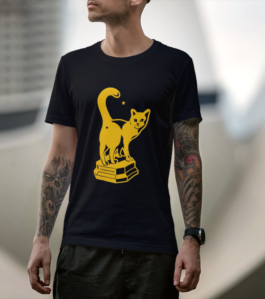 Catastrophe Cat Trophy Black Yellow Star Award T-Shirt