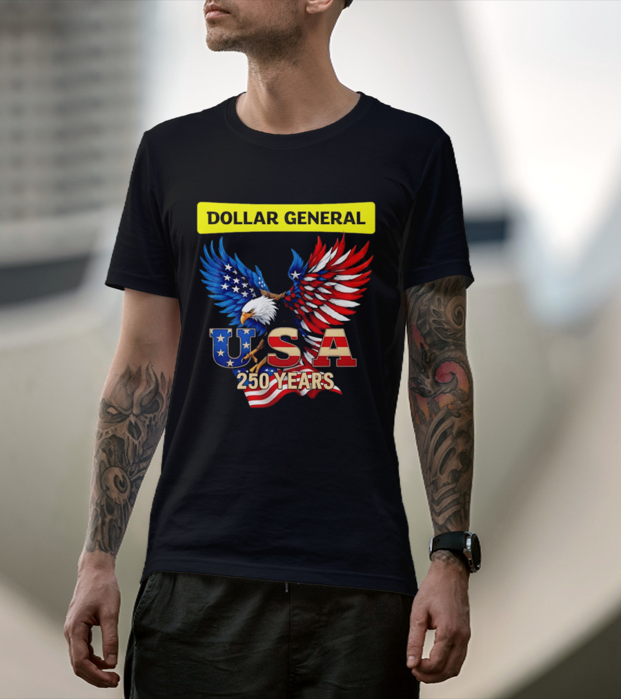 Dollar General Eagle USA 250 Years Of America Flag T-Shirt