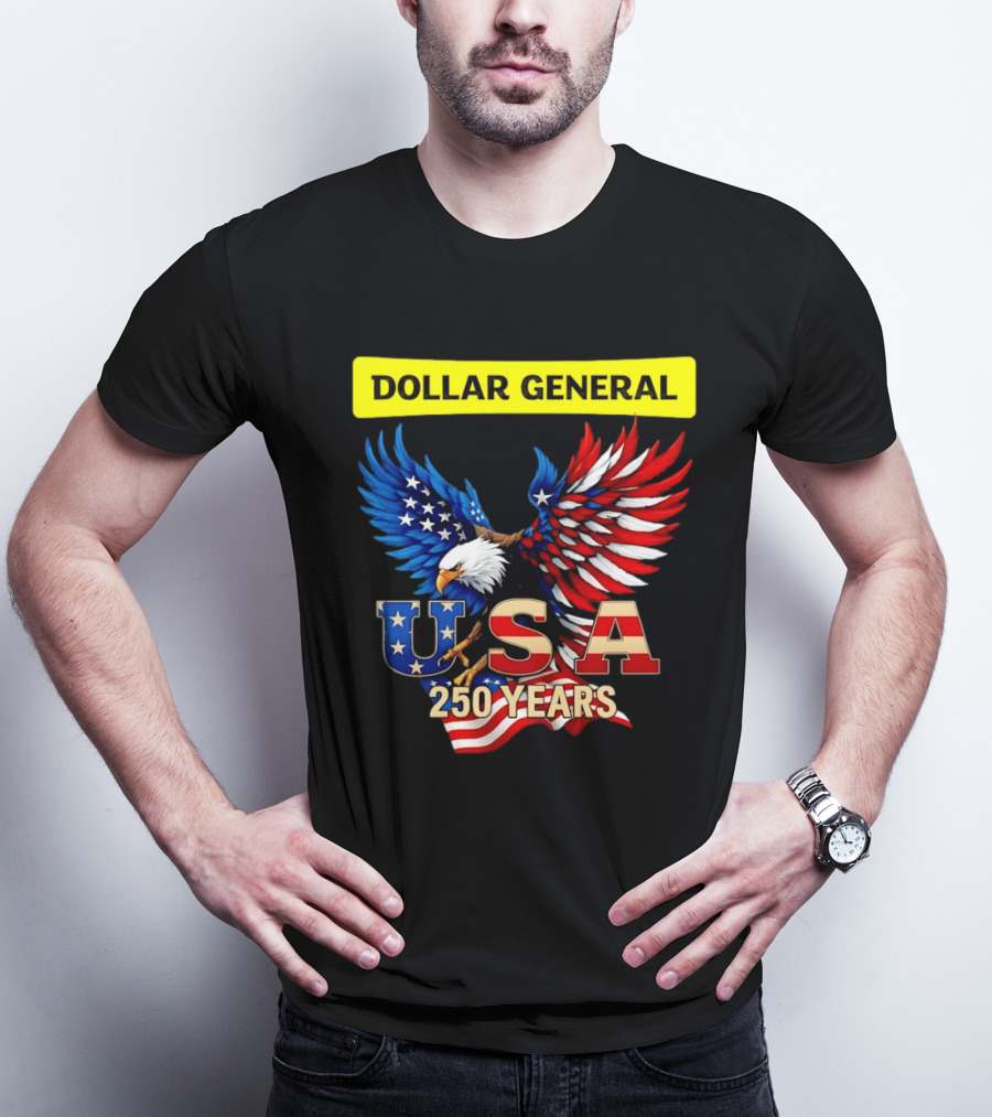 Dollar General Eagle USA 250 Years Of America Flag T-Shirt