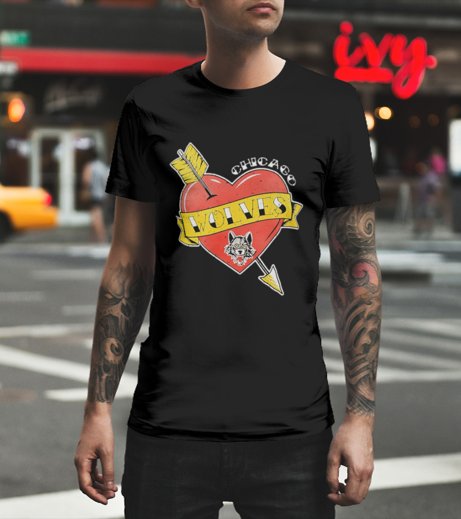 Chicago Wolves Heart Arrow Banner T-Shirt