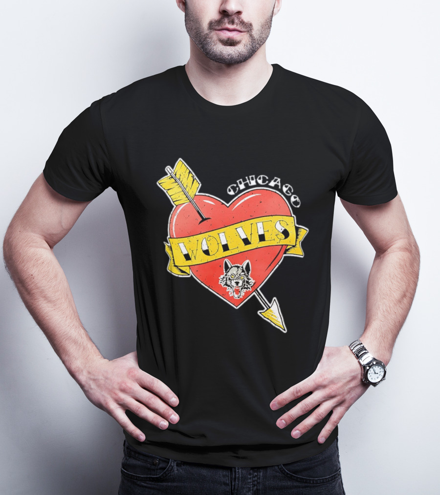 Chicago Wolves Heart Arrow Banner T-Shirt